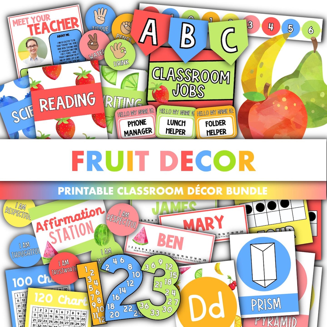 Fruit Classroom Decor Bundle || Editable Classroom Printable Display ...