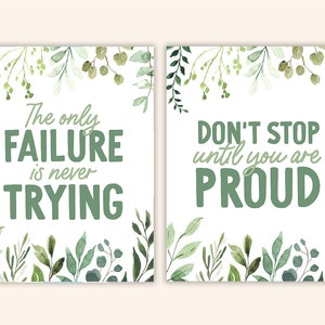 Green Botanicals Growth Mindset Posters || 8 Inspiration Quote Posters ...