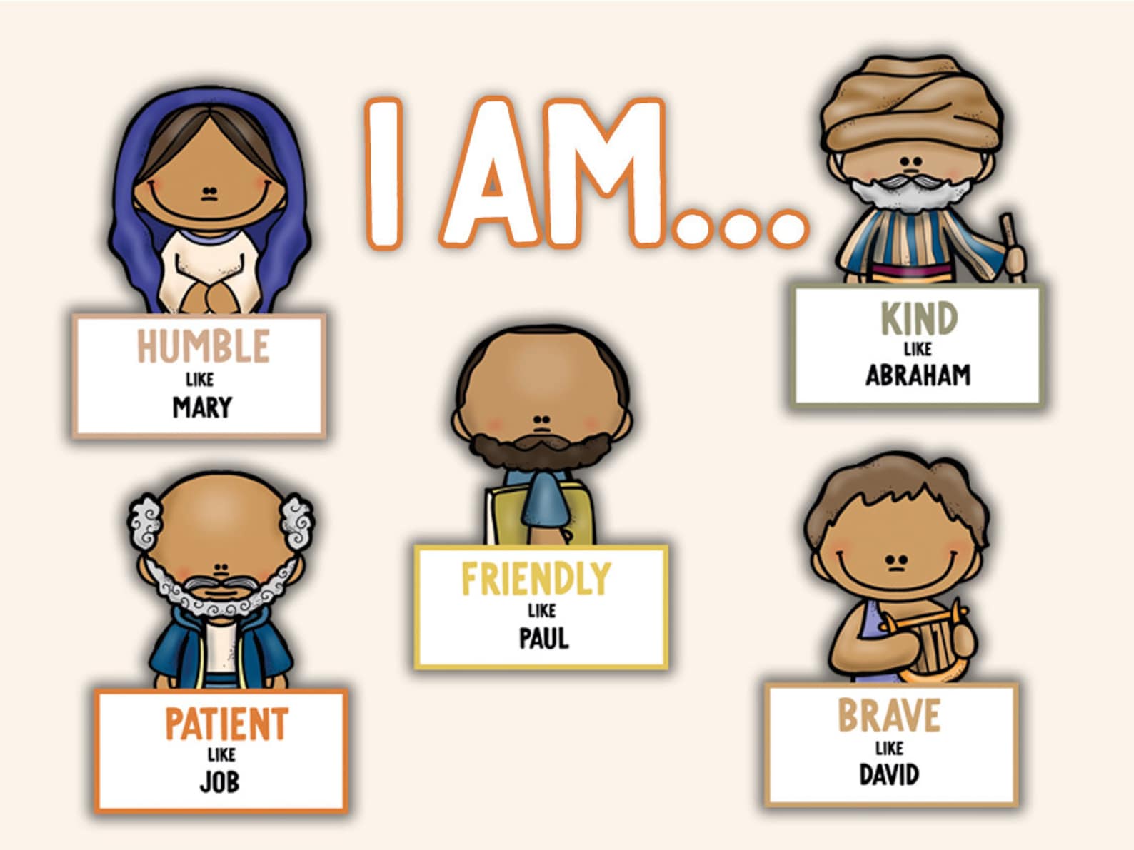 Boho Bible Characters Bulletin Board 19 Printable Christian Classroom ...