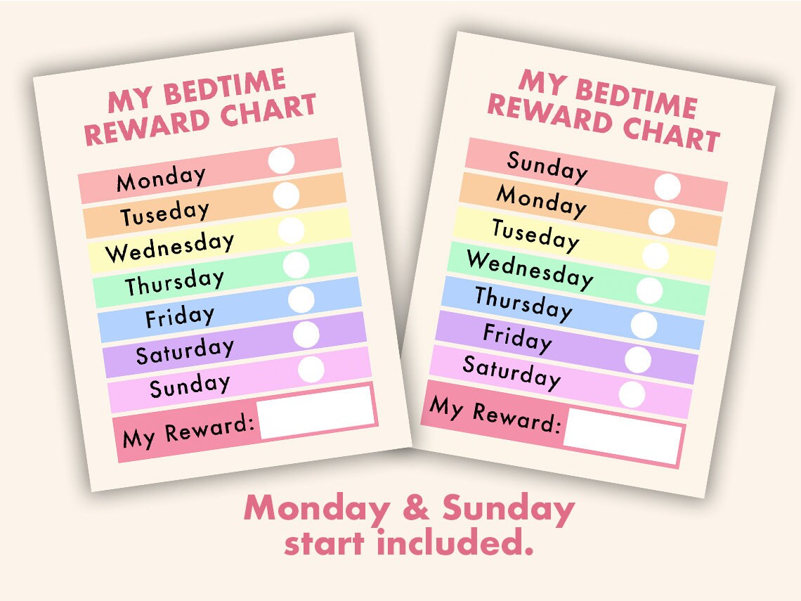 Bedtime Reward Chart for Kids Printable Bedtime Routine - Etsy UK