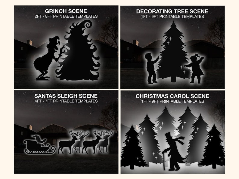Christmas Scenes Stencil Template Bundle || Trace and Cut Christmas ...