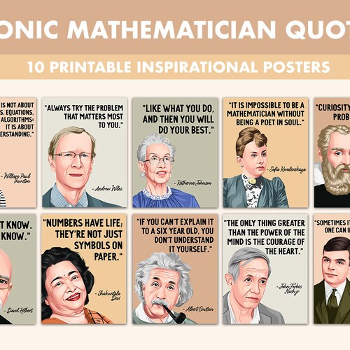 Famous Mathematicians Printable Posters 10 Inspiration Math - Etsy