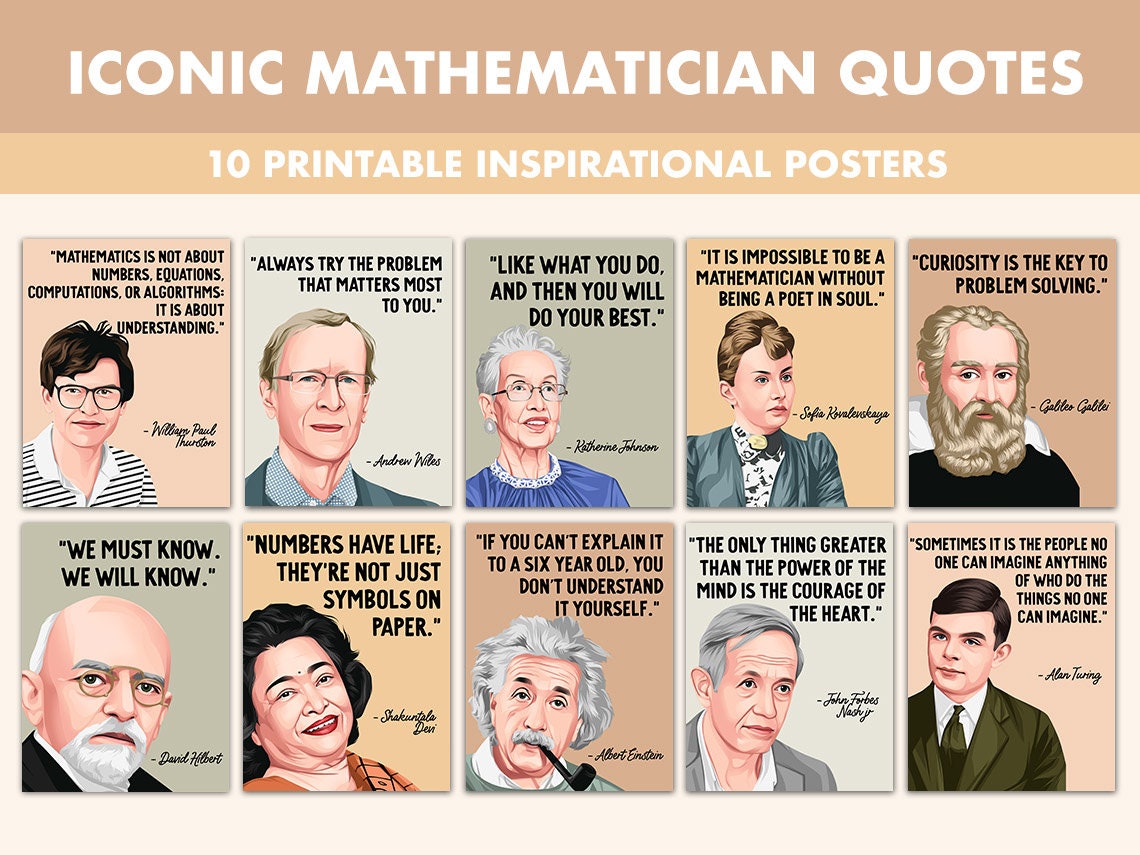 Famous Mathematicians Printable Posters 10 Inspiration Math - Etsy UK