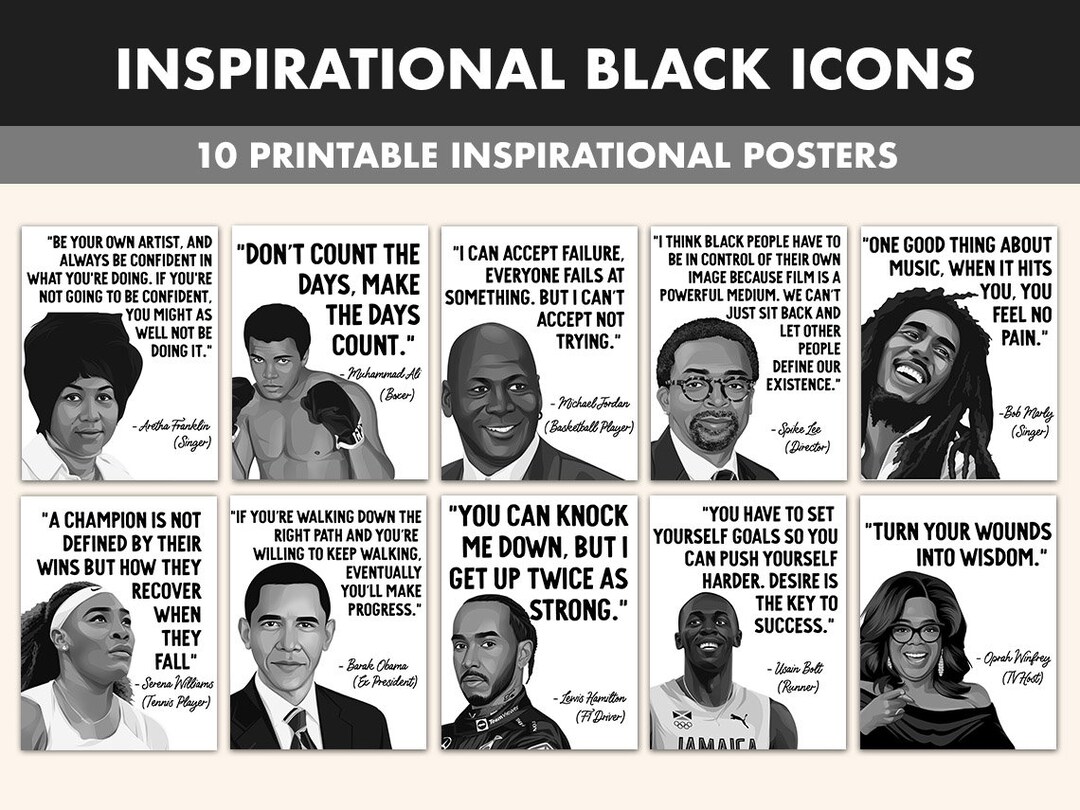 Black Icons Printable Posters 10 Inspiration Black People Quote Posters ...