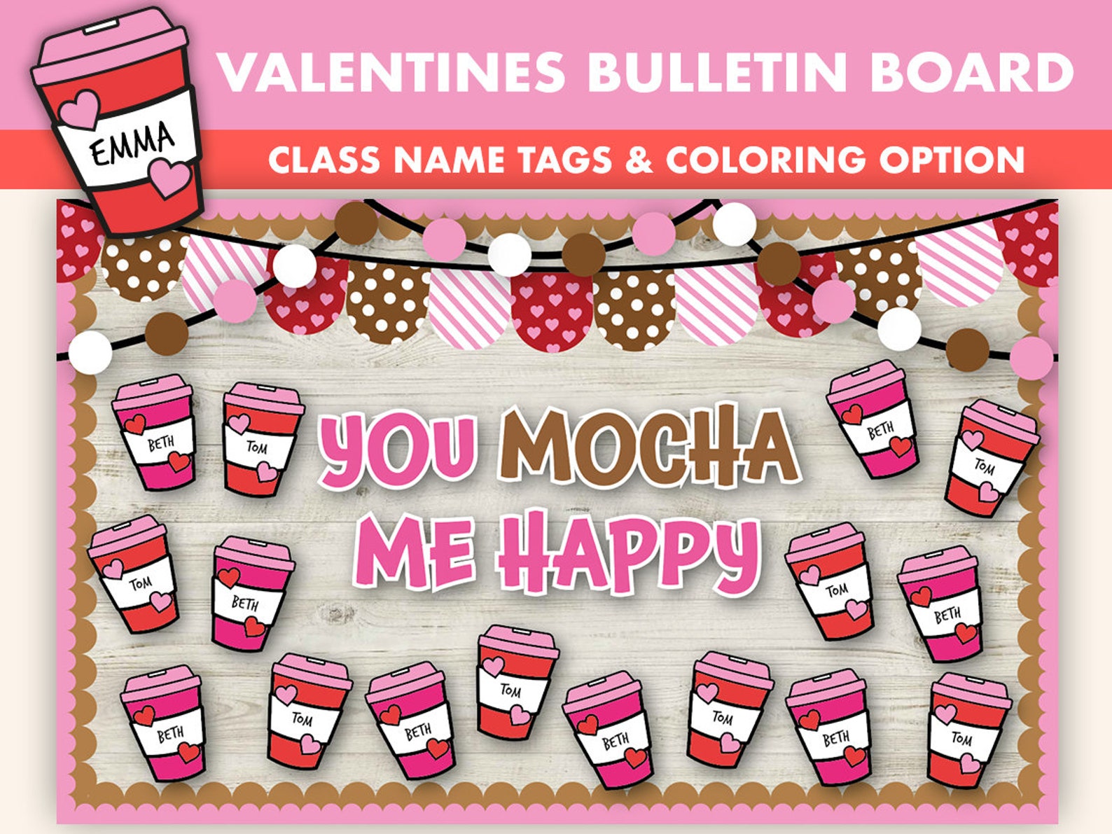 Coffee Valentines Day Bulletin Board Kit Valentines - Etsy