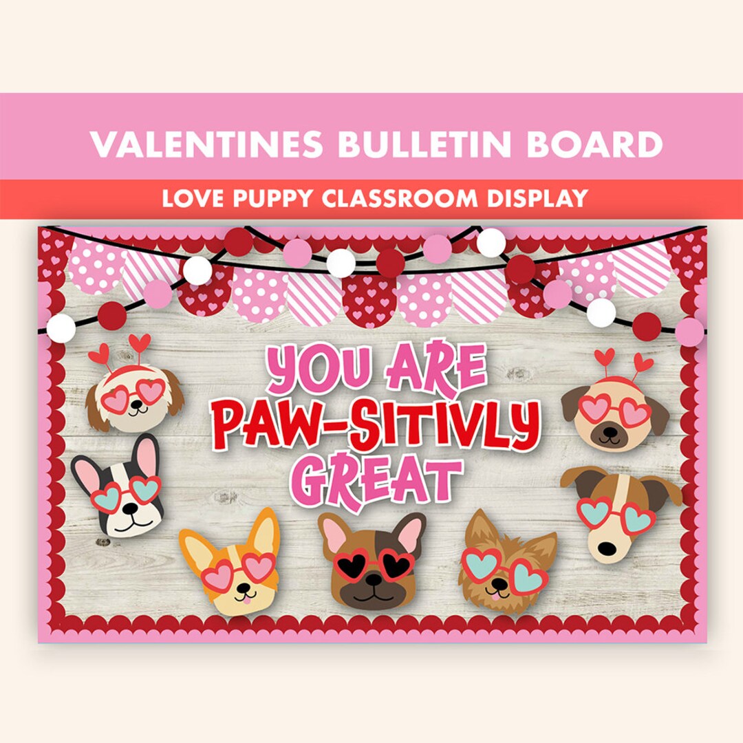 Dog Valentines Day Bulletin Board Kit || Valentines Bulletin Boards ...