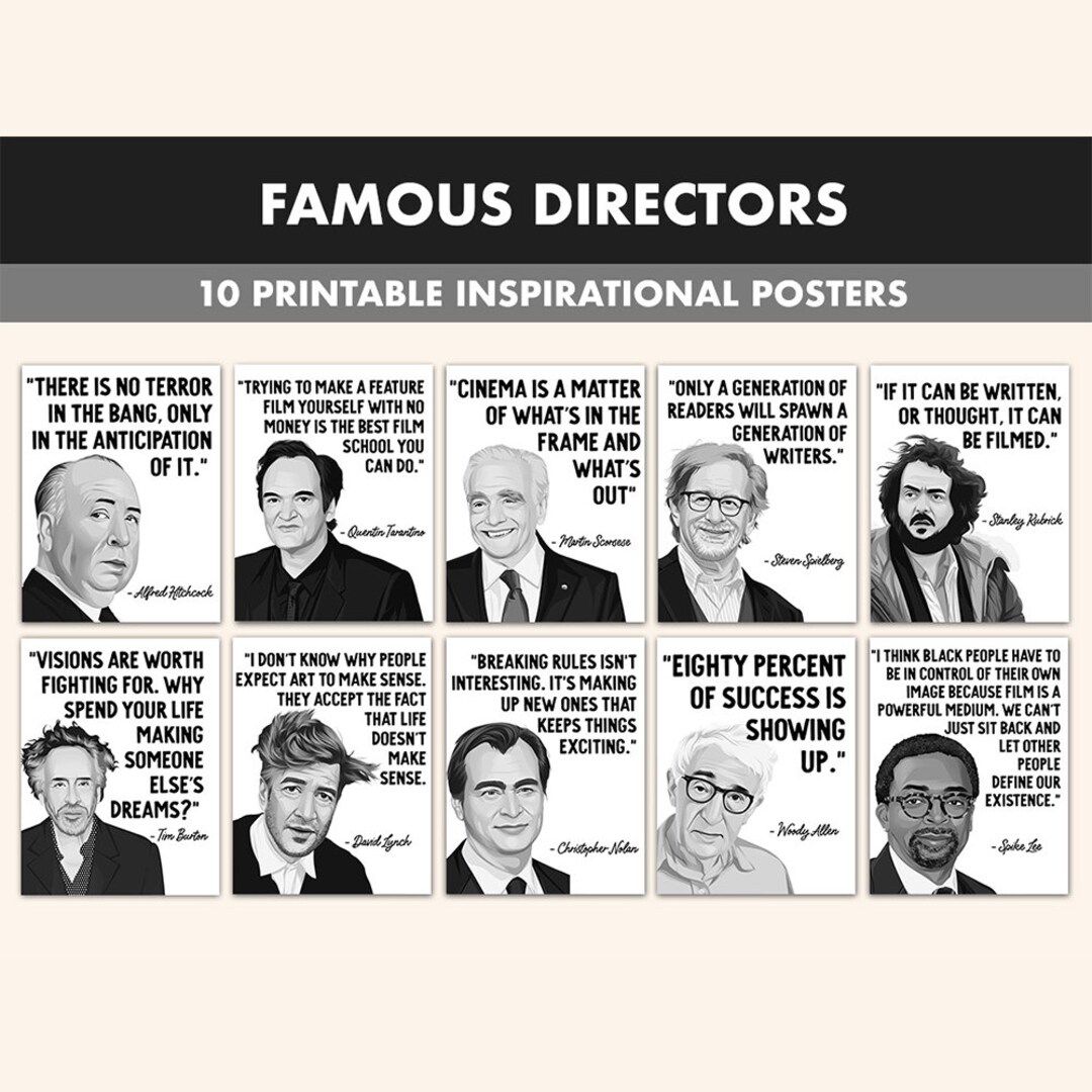 Famous Movie Directors Printable Posters || 10 Inspiration Director ...