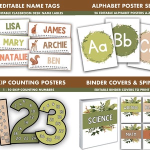 Woodland Classroom Decor Bundle || Editable Classroom Printable Display ...