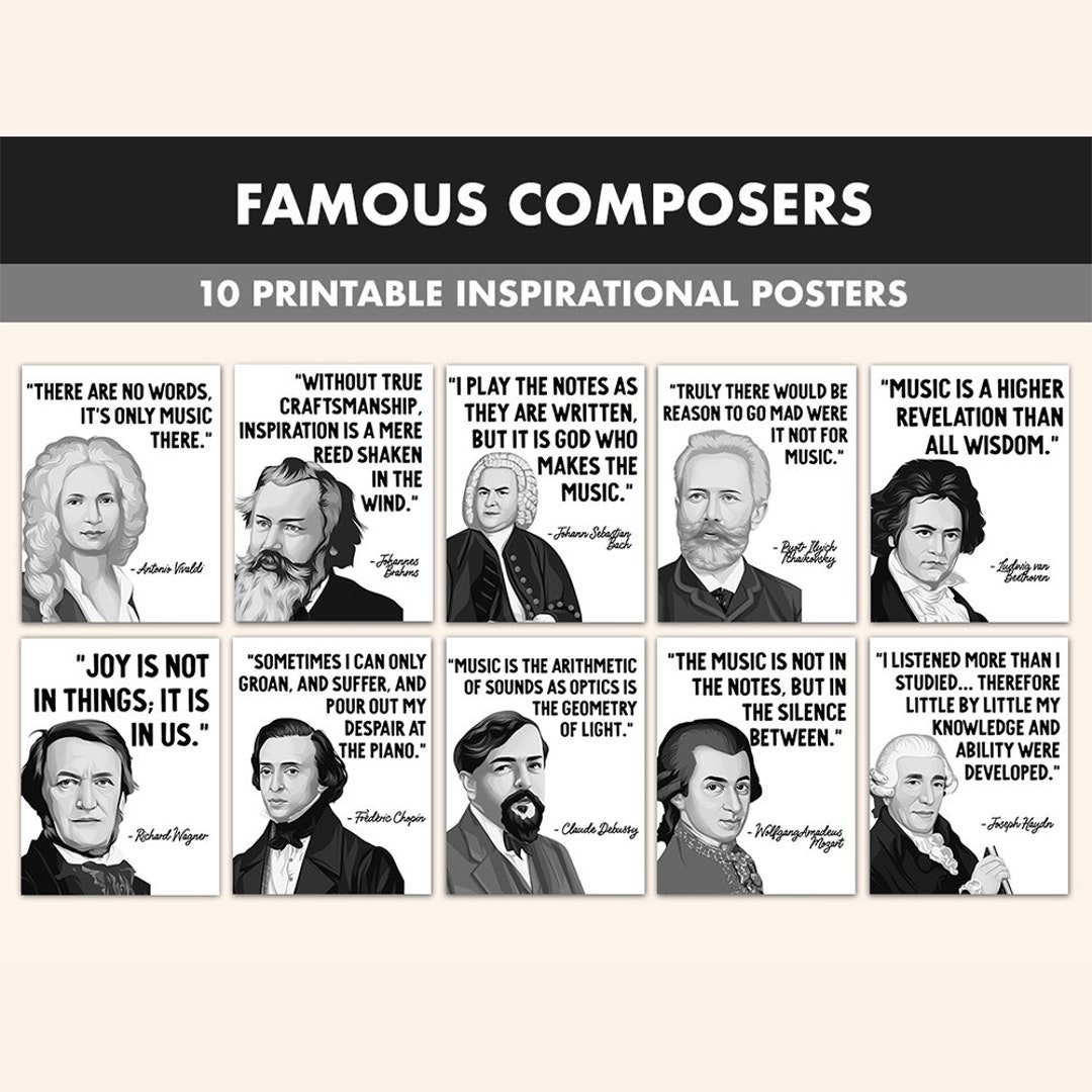 Famous Composers Printable Posters || 10 Inspiration Composer Quote ...