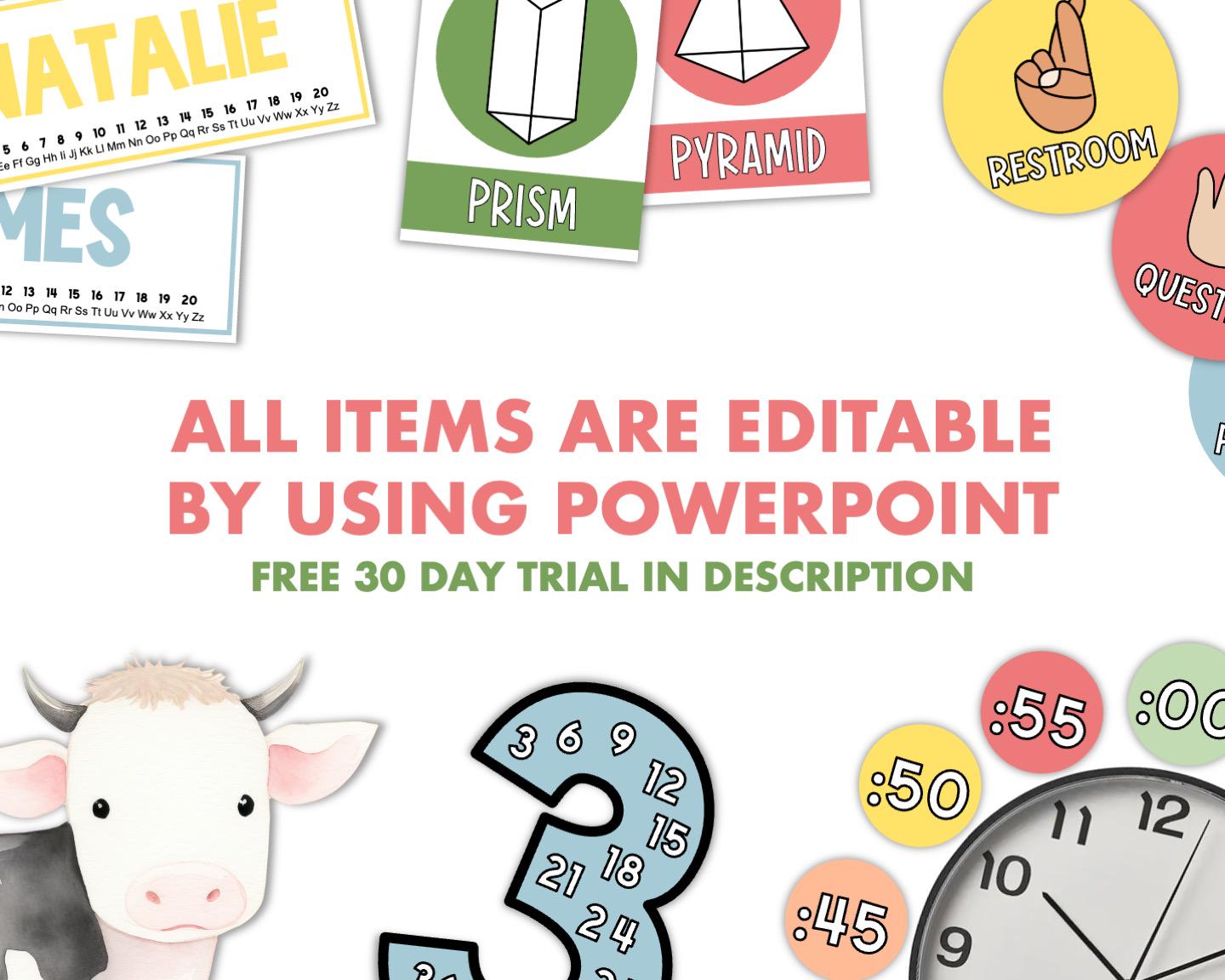 Farm Classroom Decor Bundle || Editable Classroom Printable Display ...