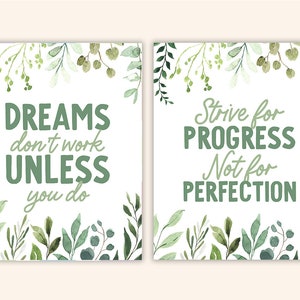 Green Botanicals Growth Mindset Posters || 8 Inspiration Quote Posters ...