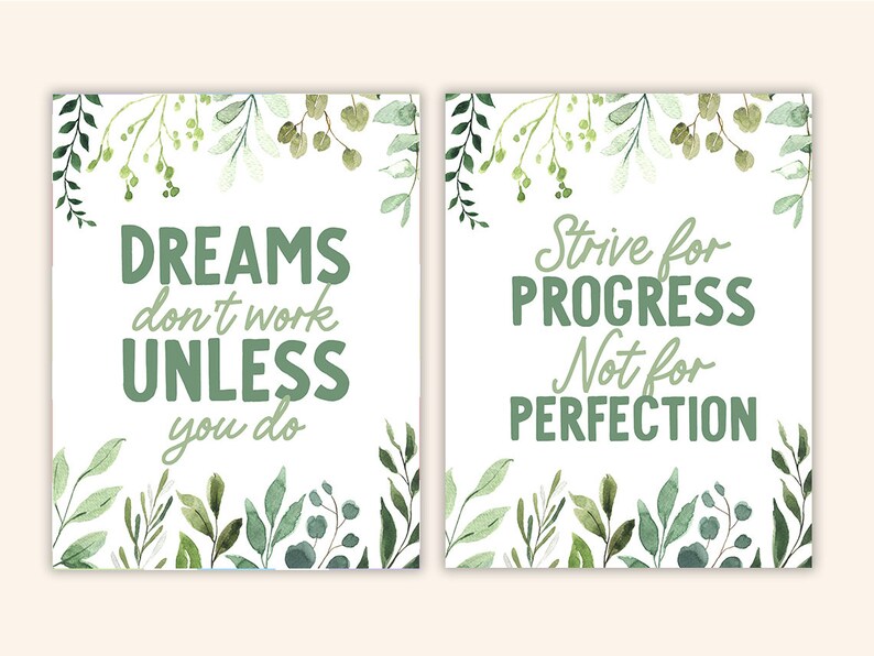Green Botanicals Growth Mindset Posters 8 Inspiration Quote - Etsy