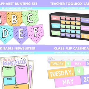 Dotty Pastel Classroom Decor Bundle || Editable Classroom Printable ...