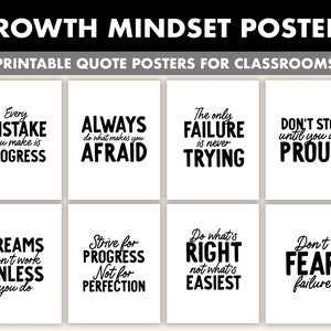 B&W Growth Mindset Posters 8 Inspiration Quote Posters for - Etsy