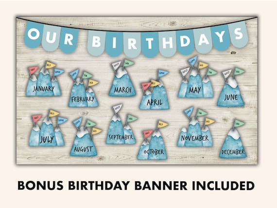 Birthday Chart Mountain-Themed Birthday Bulletin Board Set For ...
