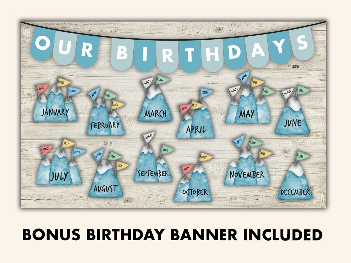Mountain Birthday Bulletin Board Kit || Birthday Display Bulletin ...