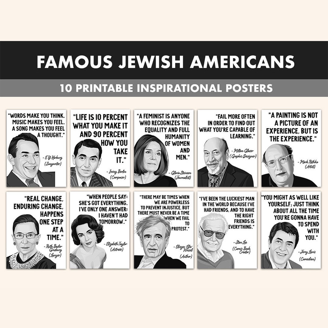 Famous Jewish Americans Printable Posters || 10 Inspiration Jewish ...