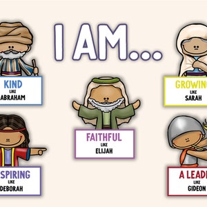 Pastel Bible Characters Bulletin Board || 19 Printable Christian ...