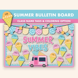Summer Vibes Bulletin Board Kit || Ice Cream Bulletin Boards Digital ...