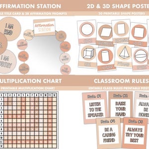 Calm Neutral Classroom Decor Bundle || Editable Classroom Printable ...
