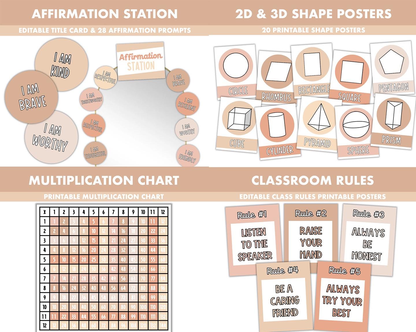 Calm Neutral Classroom Decor Bundle || Editable Classroom Printable ...