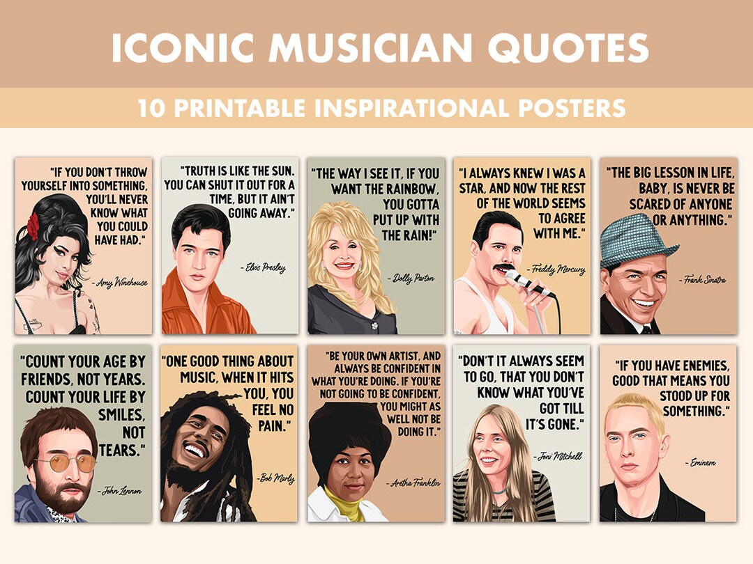Famous Singers Printable Posters 10 Inspiration Singers Quote Posters ...