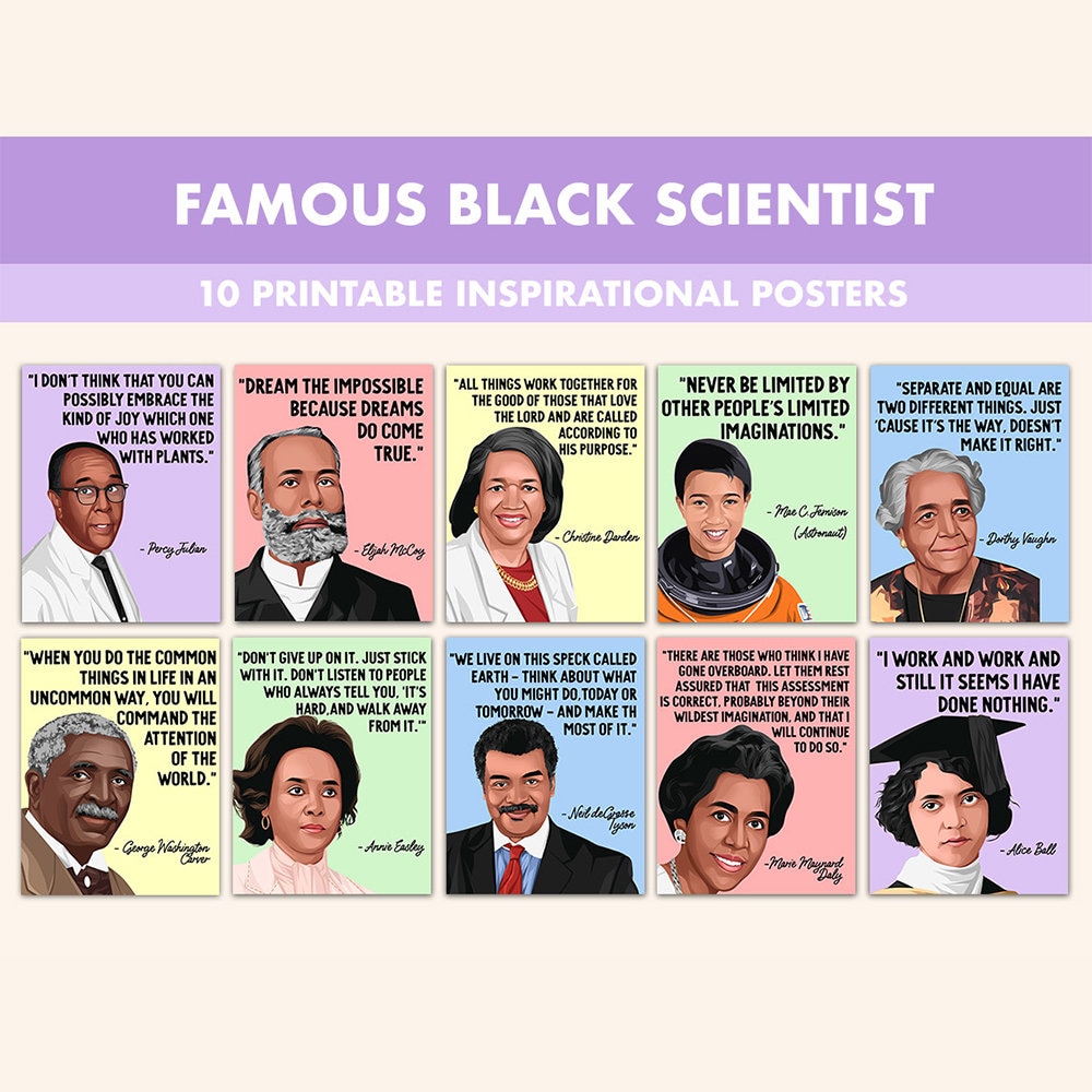 Black Scientist Printable Posters || 10 Inspiration Black Science Quote ...
