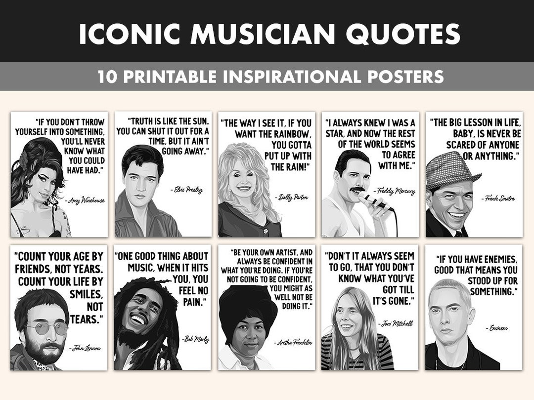 Famous Singers Printable Posters 10 Inspiration Singers Quote Posters ...