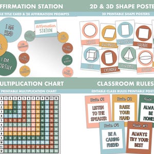 Boho Rainbow Classroom Decor Bundle || Editable Classroom Printable ...