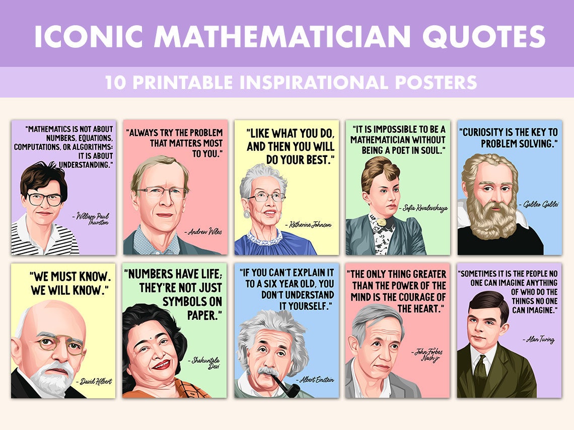 Carteles imprimibles de matemáticos famosos // 10 carteles - Etsy México