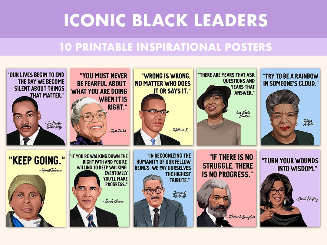 Famous Black Leaders Printable Posters 10 Inspiration Black - Etsy