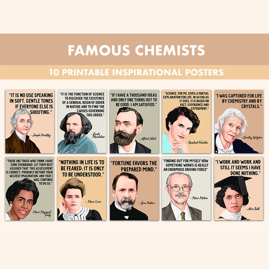Famous Chemists Printable Posters || 10 Inspiration Chemistry Quote ...