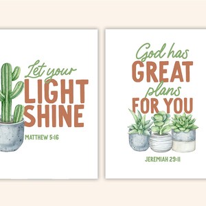 Cactus Bible Quote Posters || 8 Inspirational Green Bible Verse Wall ...
