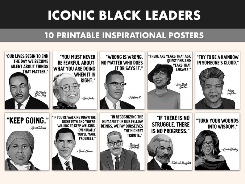 Famous Black Leaders Printable Posters 10 Inspiration Black - Etsy