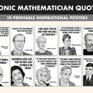 Famous Mathematicians Printable Posters 10 Inspiration Math Quote ...