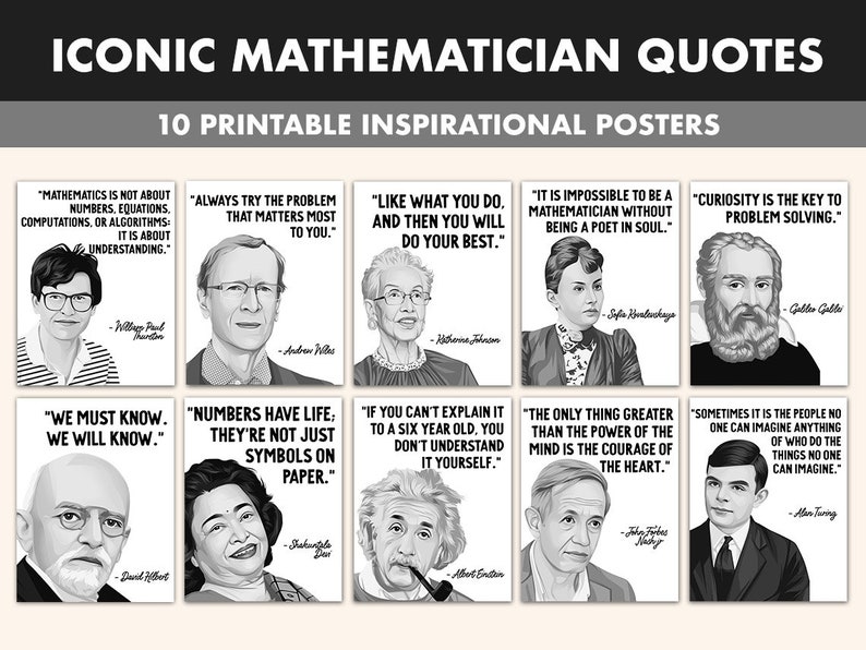 Famous Mathematicians Printable Posters 10 Inspiration Math - Etsy