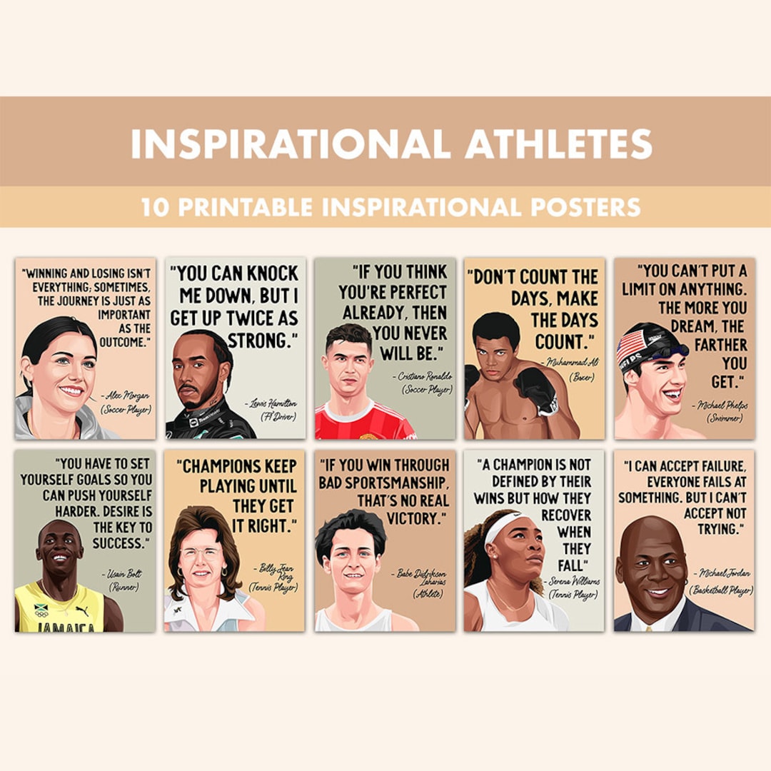 Inspirational Athletes Printable Posters || 10 Inspiration Quote ...