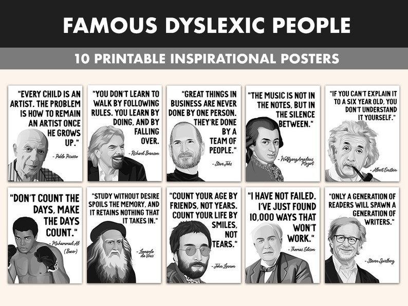 Famous Dyslexic People Printable Posters 10 Inspiration - Etsy