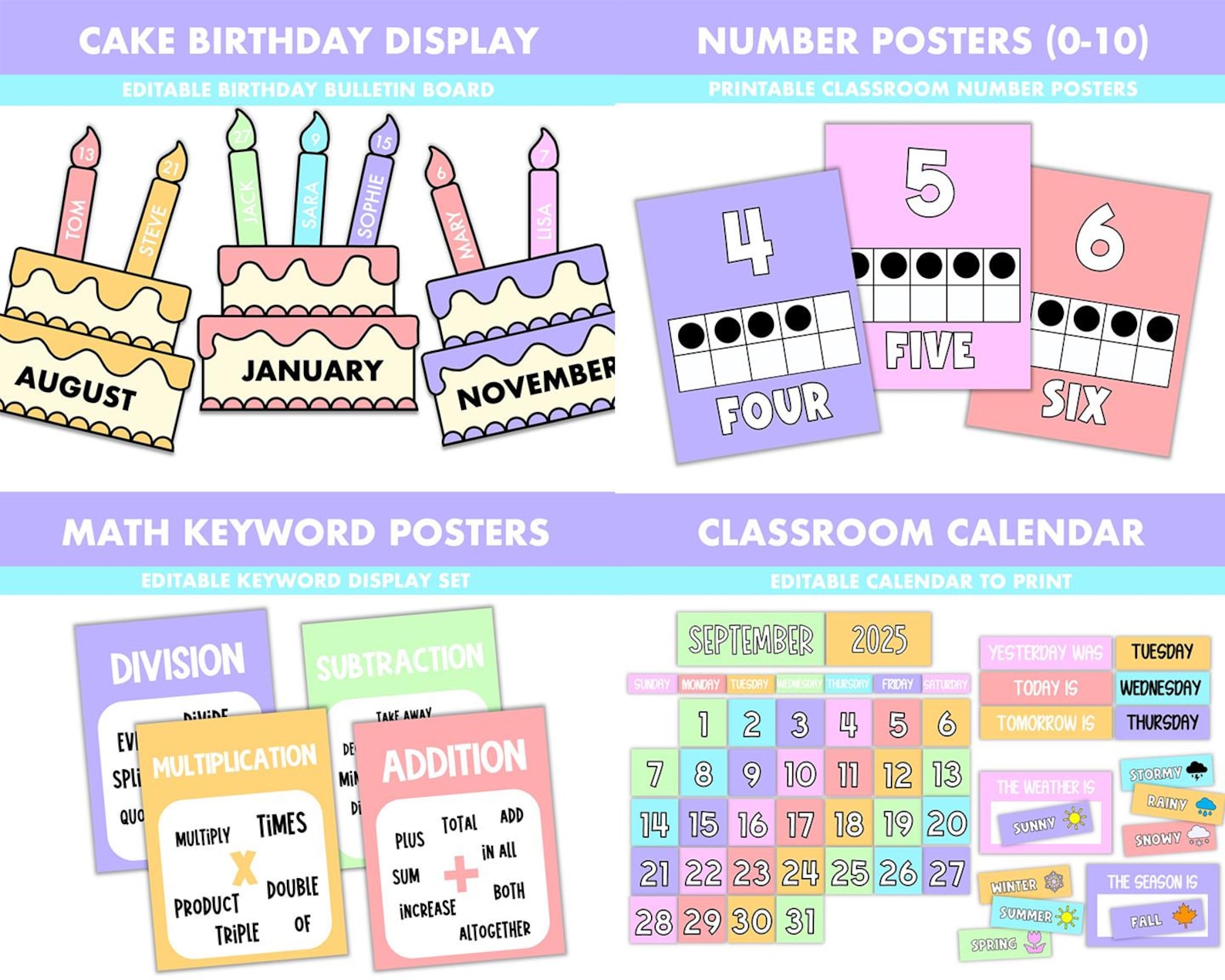 Dotty Pastel Classroom Decor Bundle || Editable Classroom Printable ...