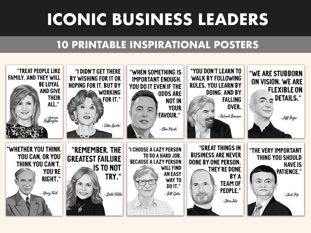 Famous Business People Printable Posters 10 Inspiration Entrepreneurs ...
