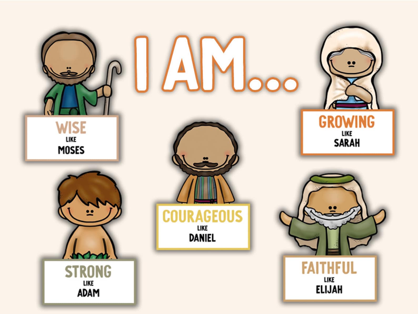 Boho Bible Characters Bulletin Board 19 Printable Christian Classroom ...