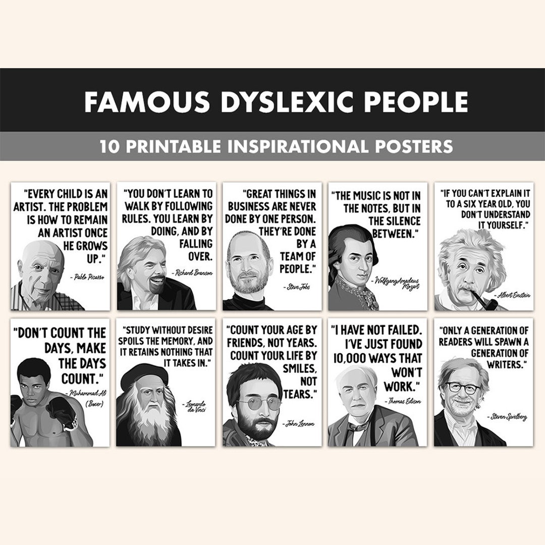 Famous Dyslexic People Printable Posters || 10 Inspiration Dyslexia ...