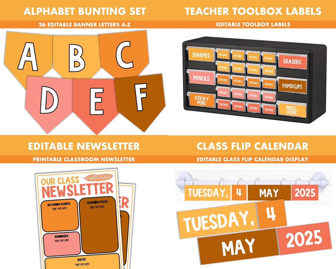 Retro Vibes Classroom Decor Bundle || Editable Classroom Printable ...