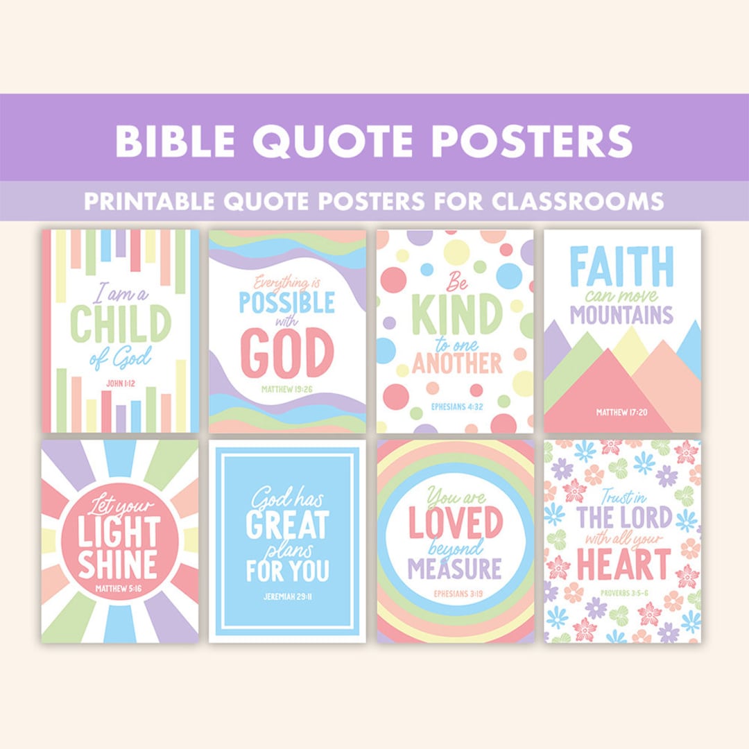 Pastel Bible Quote Posters || 8 Inspirational Bible Verse Wall Art for ...
