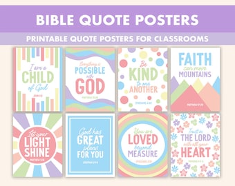 Watercolor Bible Quote Posters || 8 Inspirational Bible Verse Wall Art ...