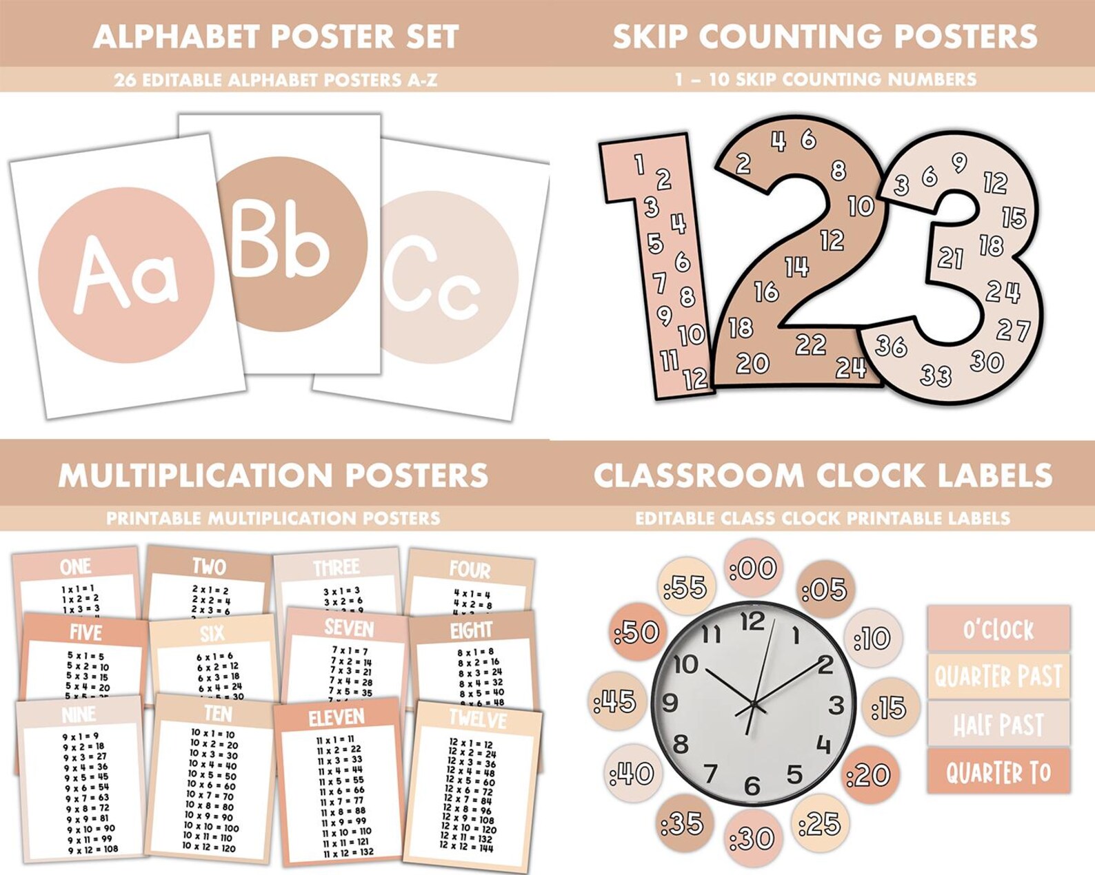 Calm Neutral Classroom Decor Bundle || Editable Classroom Printable ...