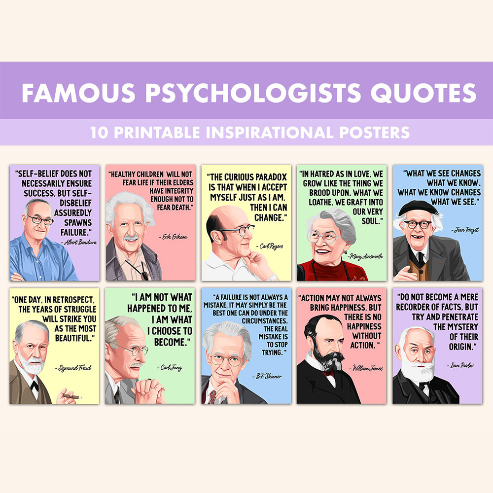 Famous Psychologists Printable Posters || 10 Iconic Psychologists Quote ...