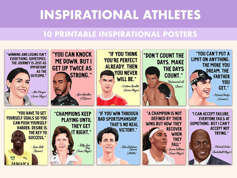 Inspirational Athletes Printable Posters 10 Inspiration - Etsy