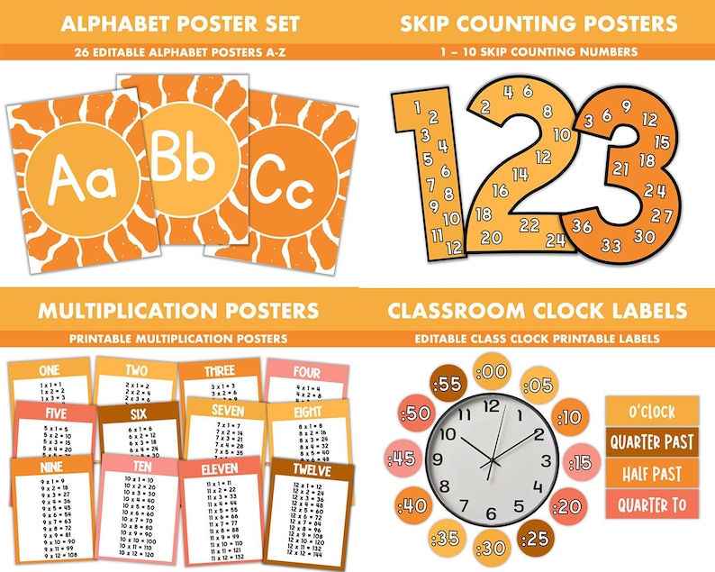 Retro Vibes Classroom Decor Bundle || Editable Classroom Printable ...