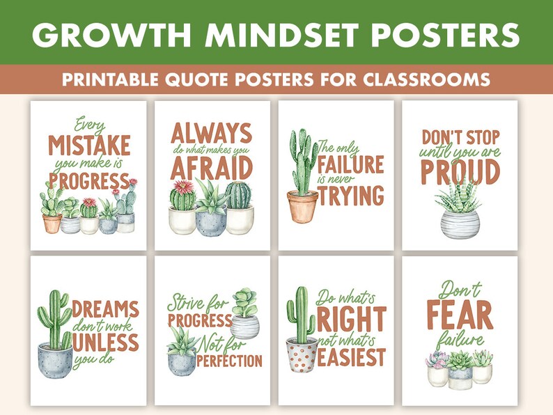 Plants Growth Mindset Posters 8 Inspiration Quote Posters - Etsy